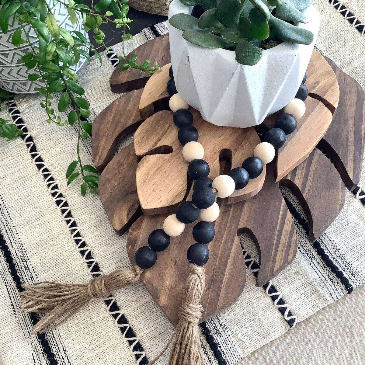 Monstera Leaf Wooden Riser – Handmade Plant Stand or Trivet - Little ...
