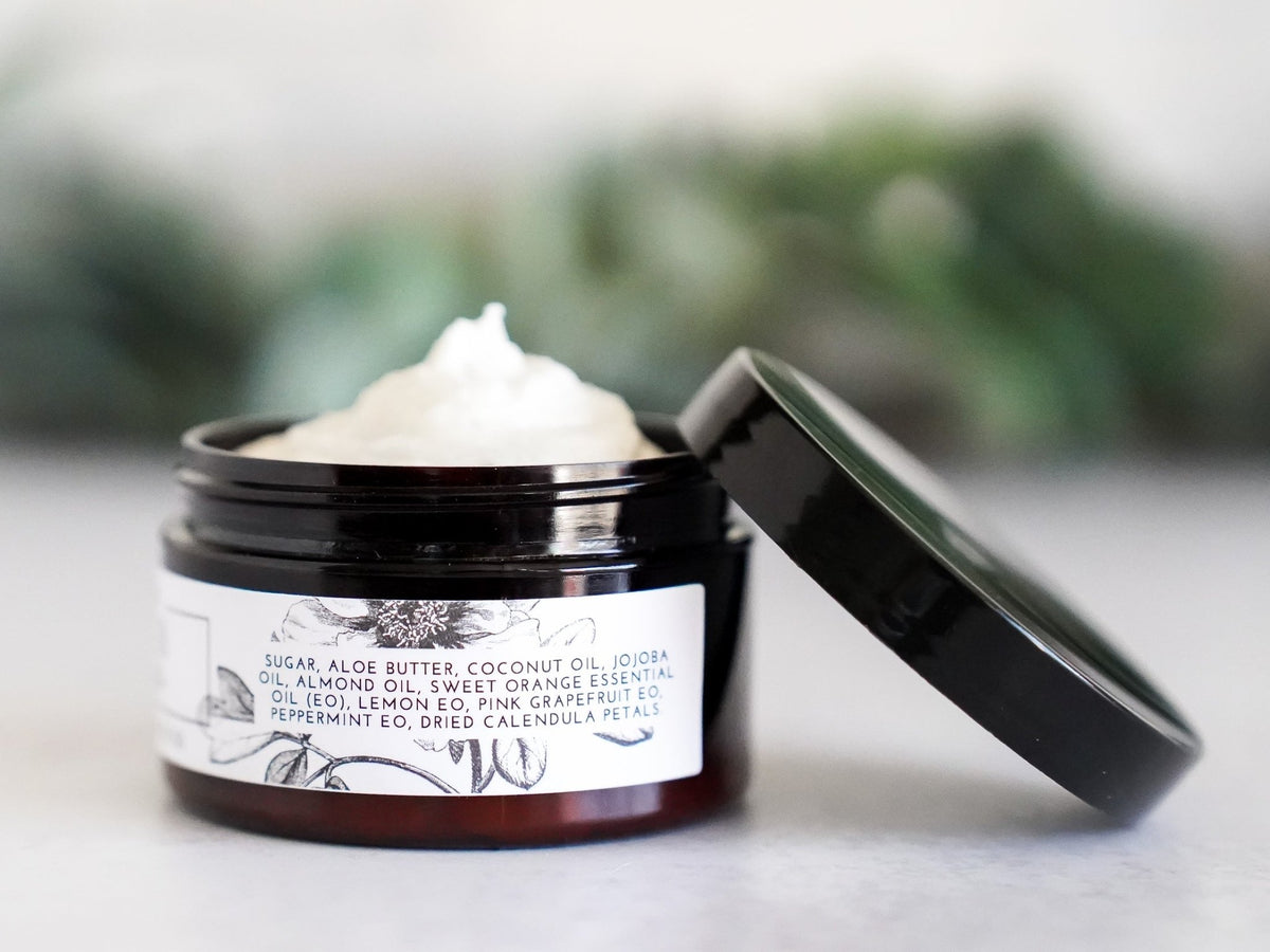 Large Citrus Mint Sugar Scrub - Essential Oil Body Scrub 4oz jar ...